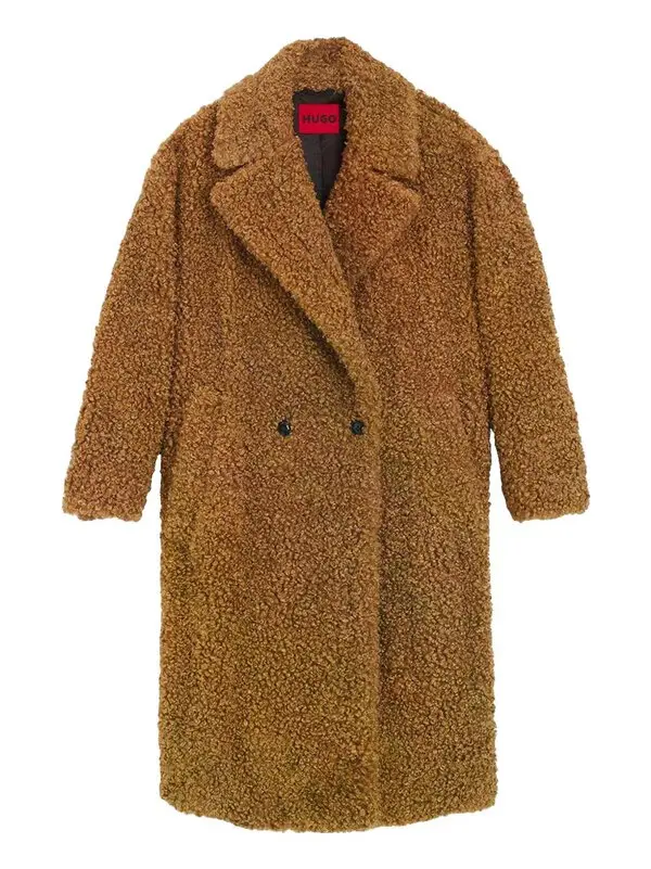 Hugo Textured Double-breasted Coat - Brown
