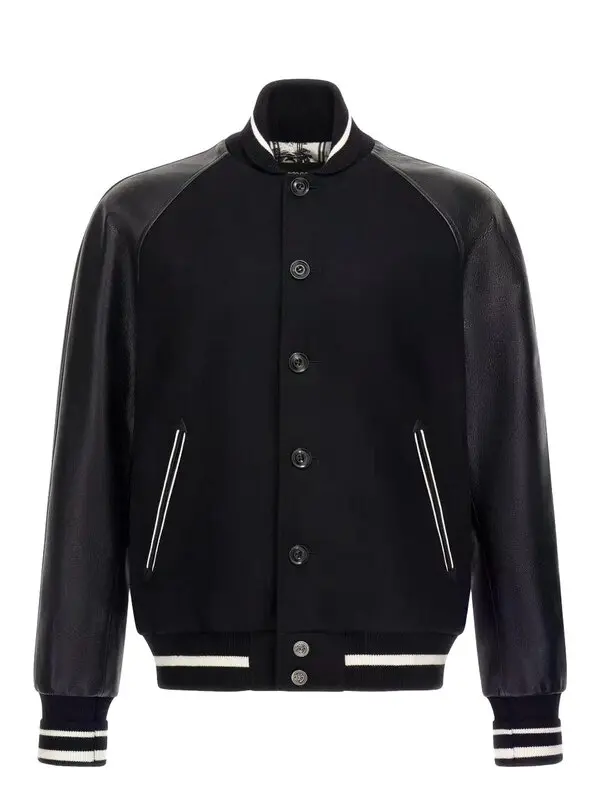 Roberto Cavalli Contrast-panel Bomber Jacket - Black