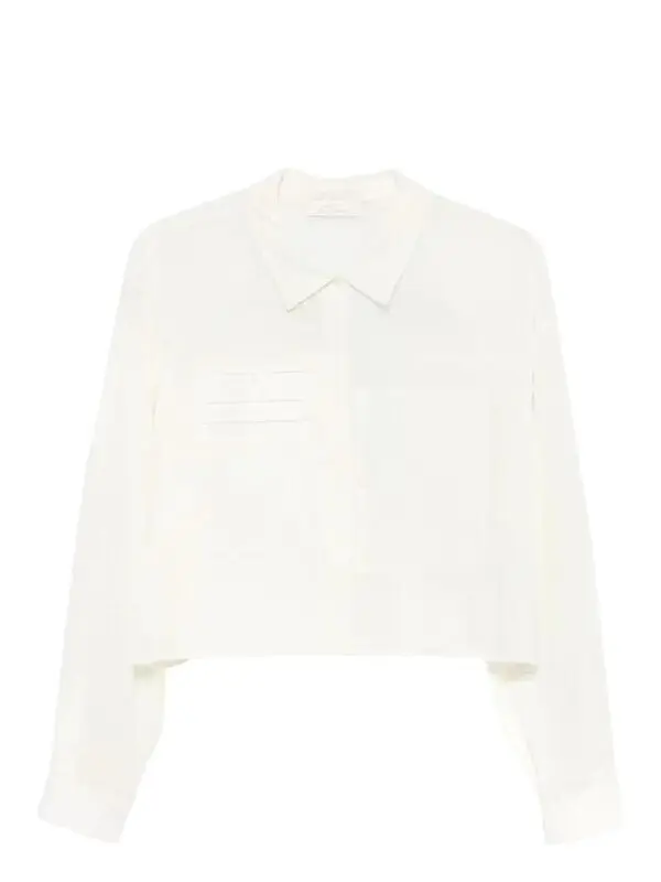 AMOMENTO Drawer Pocket Crop Shirt - Neutrals