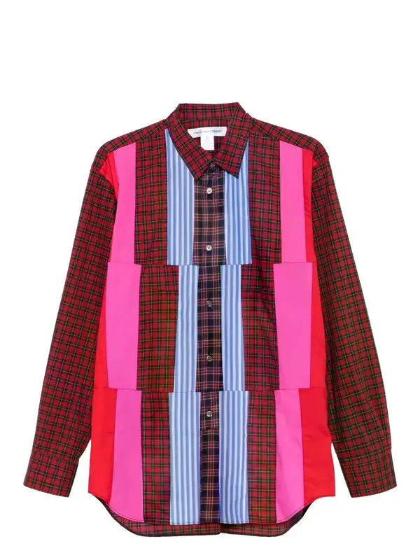 Comme Des Garçons Patchwork Plaid Shirt - Red