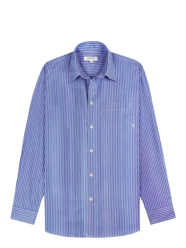 SPORTY & RICH Striped Embroidered Shirt - Blue