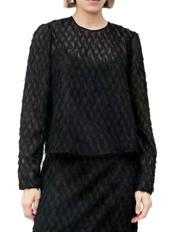 Hugo Textured Blouse - Black