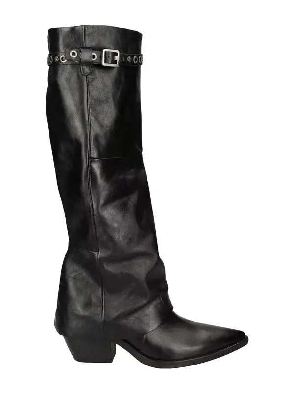 A.S.98 Buckle Eyelet Leather Boots - Black
