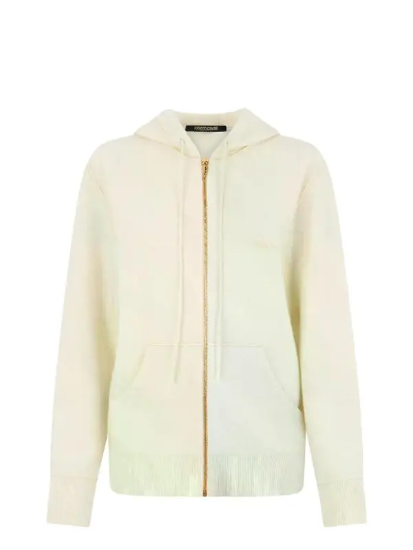 Roberto Cavalli Zip-up Hooded Sweatshirt - Neutrals