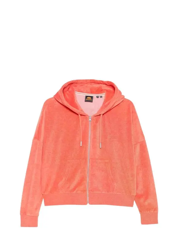Superdry Logo-embroidered Zip-up Hoodie - Orange