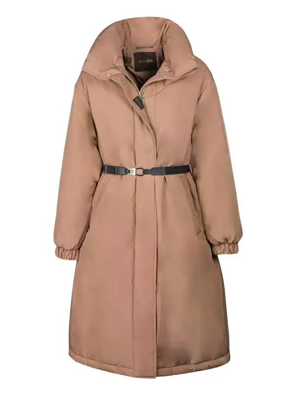 MOORER Eneida-stp Belted Padded Coat - Brown