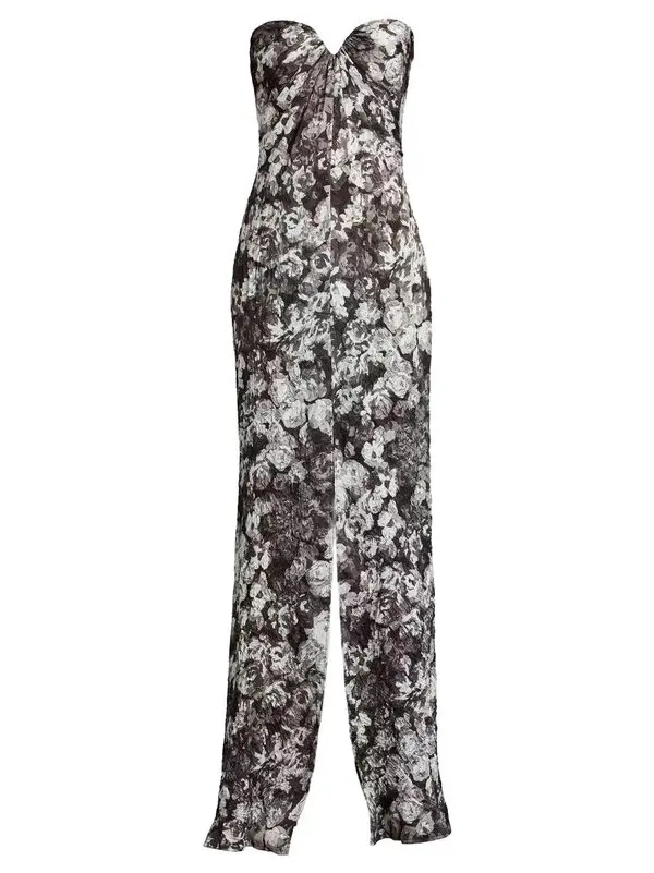 Tadashi Shoji Carnie Floral-print Strapless Dress - Grey