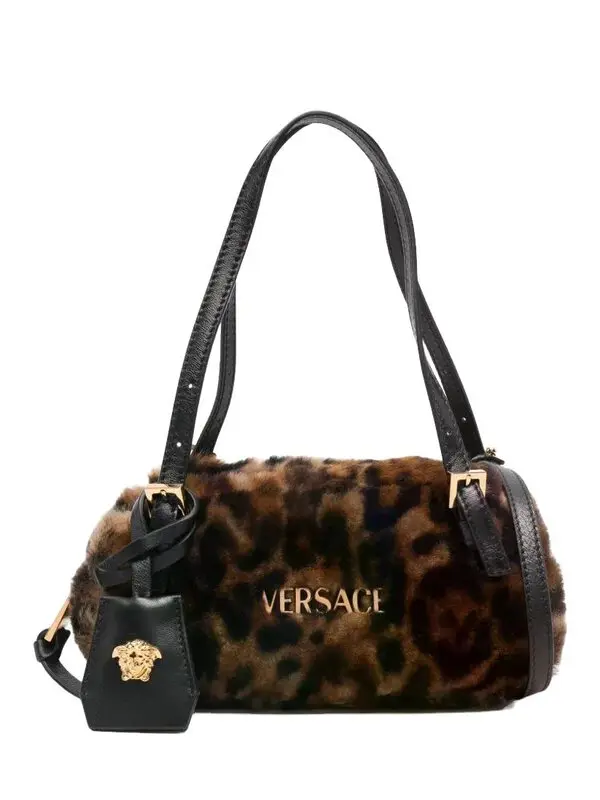 Versace Mini Leopard-print Shoulder Bag - Brown