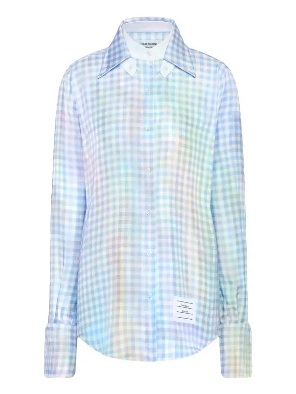 Thom Browne Silk Twill Gingham-check Shirt - Blue