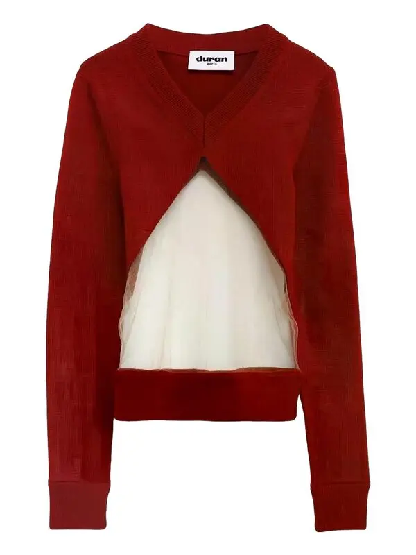 DURAN LANTINK V-neck Panelled Sweater - Red