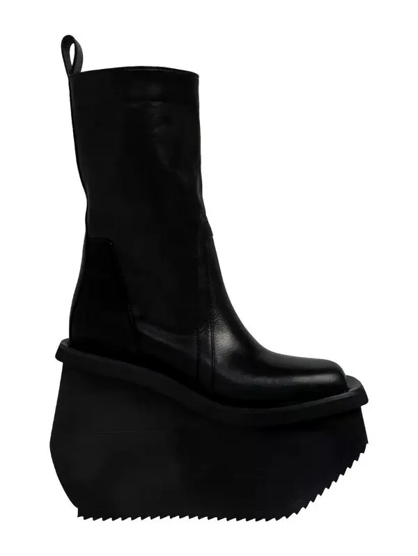 Rick Owens 140mm Platform Leather Boots - Black