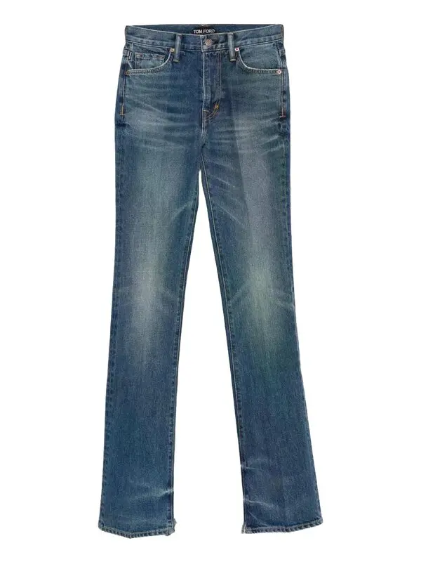 TOM FORD Stretch Raw Denim Flared Trousers - Blue