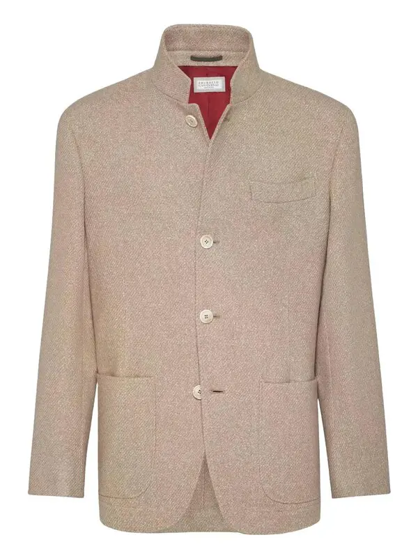 Brunello Cucinelli Stand-up Collar Pocket Blazer - Neutrals