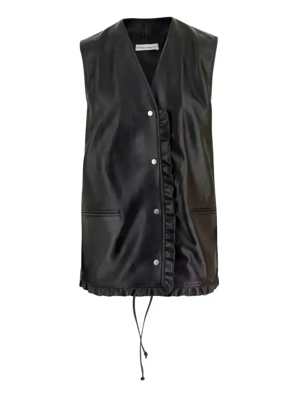 NICCOLO PASQUALETTI Ruffled Leather Waistcoat - Black