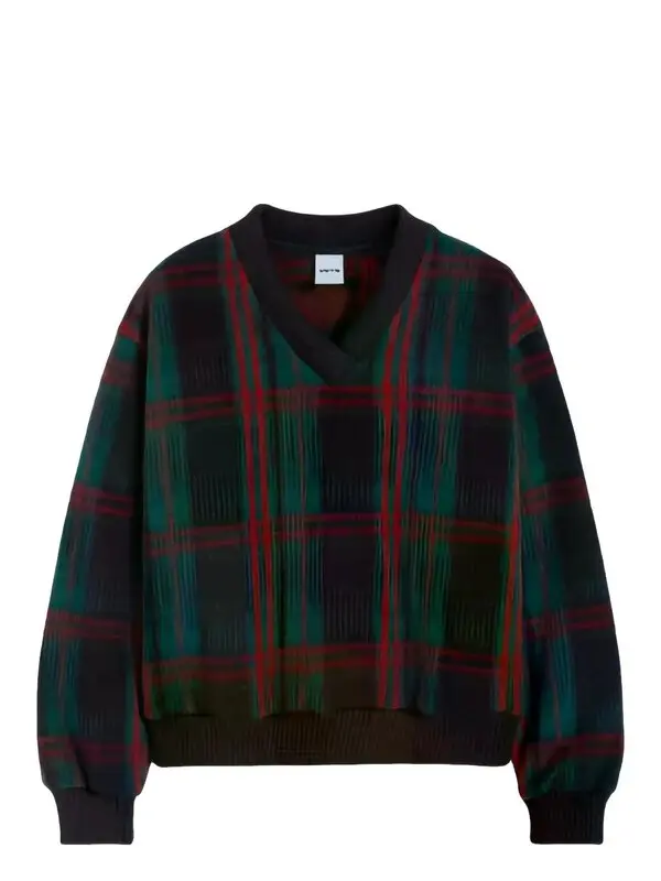 Aspesi Plaid V-neck Sweater - Blue