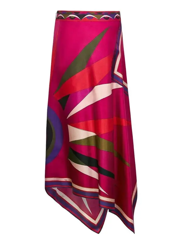 Emilio Pucci Hawaii-print Asymmetric Midi Skirt - Pink