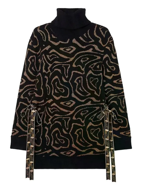 Emilio Pucci Patterned Tie-side Sweater - Black