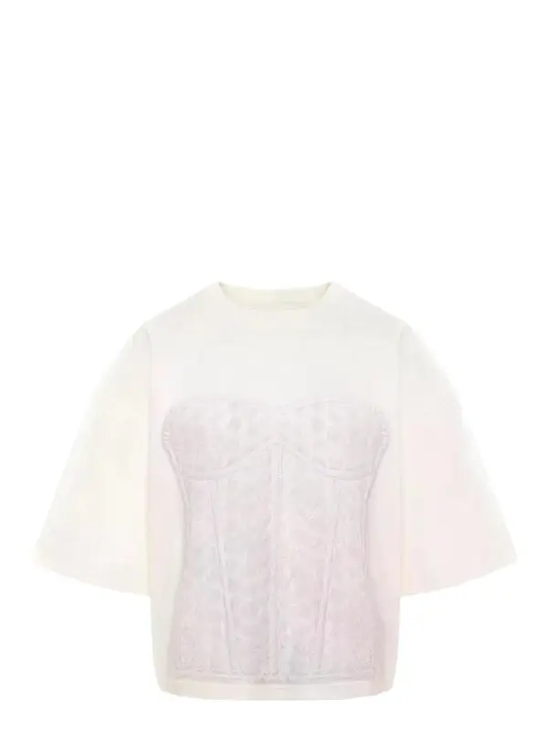 HAMZA Corset Panel T-shirt - White