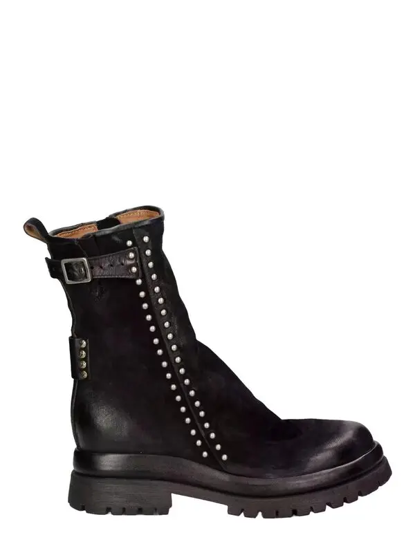A.S.98 Studded Buckled Boots - Black
