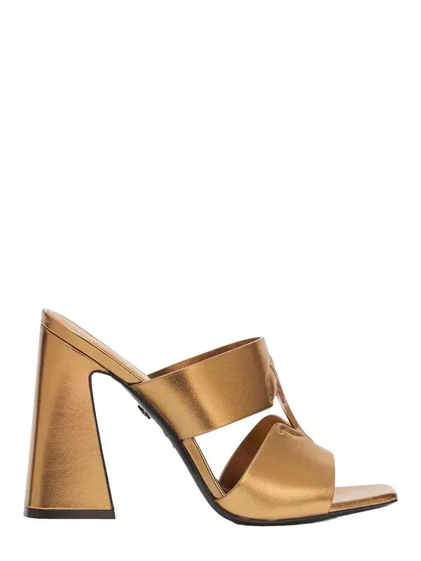 Roberto Cavalli Embossed Heeled Mules - Gold