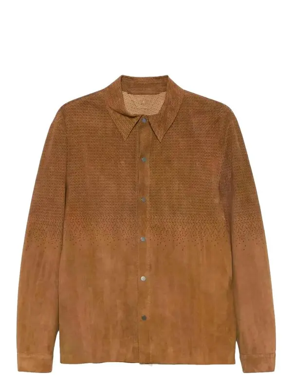 SALVATORE SANTORO Perforated Suede Shirt Jacket - Brown