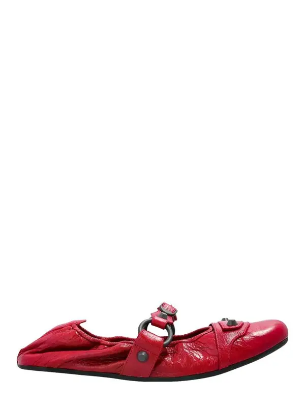 Balenciaga City Ring-detail Ballerina Flats - Red