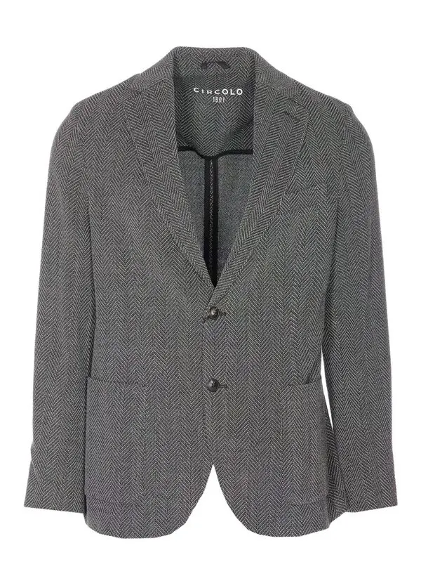 CIRCOLO 1901 Chevron Single-breasted Jacket - Grey