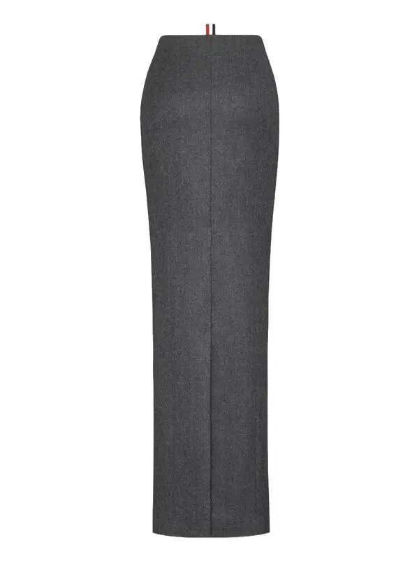 Thom Browne Wool Flannel Pencil Maxi Skirt - Grey