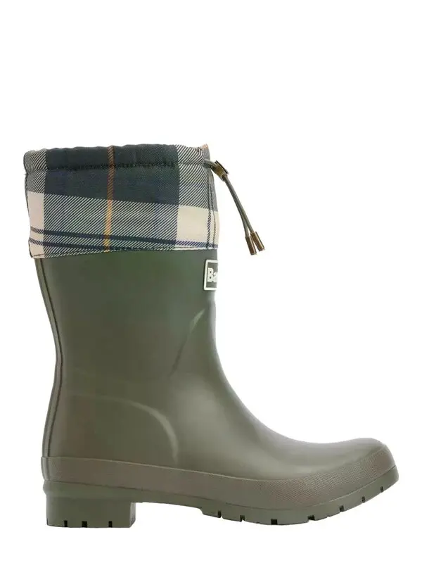 Barbour Tartan Drawstring Boots - Green