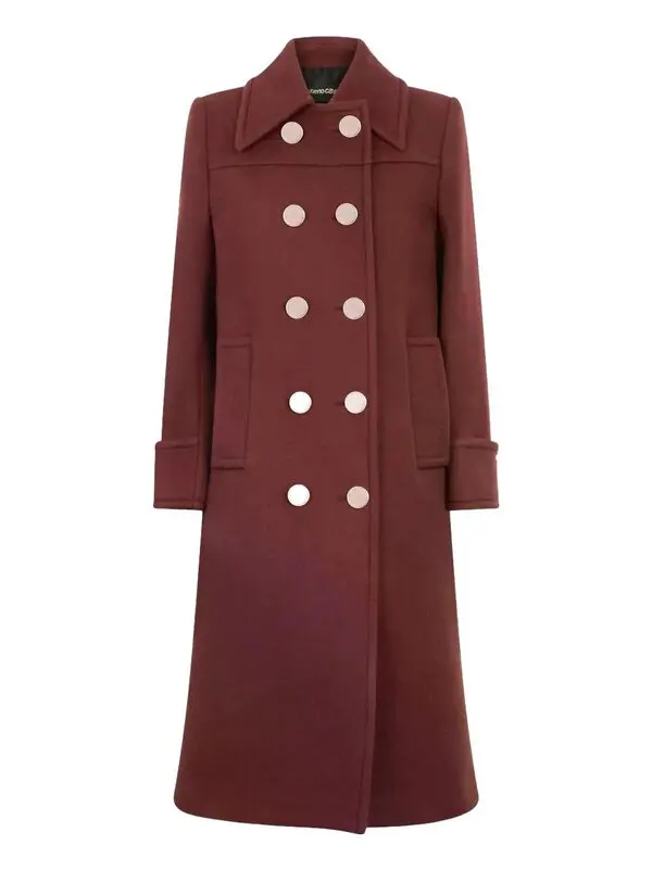 Roberto Cavalli Wool Double-breasted Coat - Purple