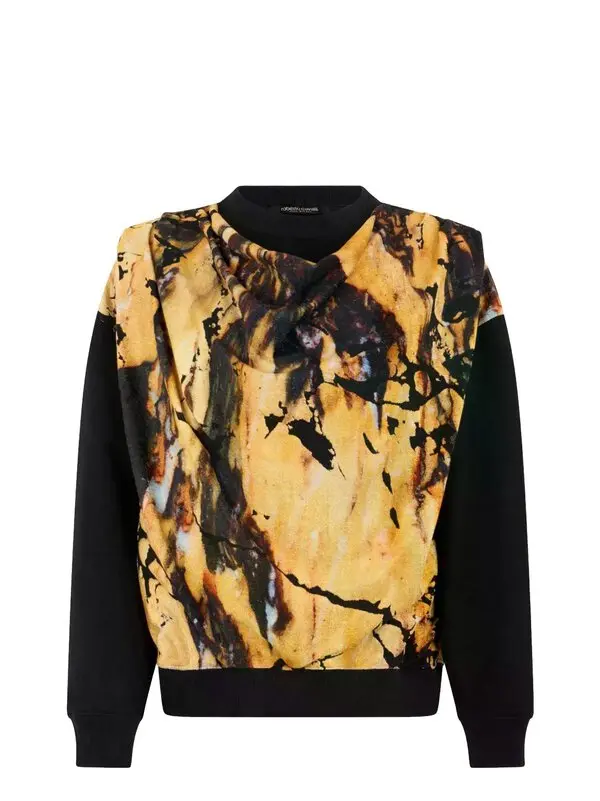 Roberto Cavalli Marble-print Sweatshirt - Yellow