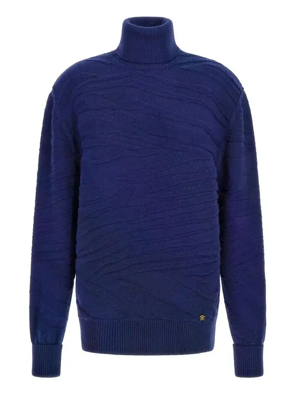 Roberto Cavalli Turtleneck Wool Sweater - Blue