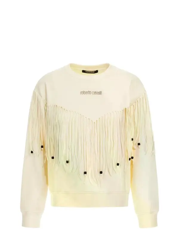 Roberto Cavalli Fringe Sweatshirt - Neutrals