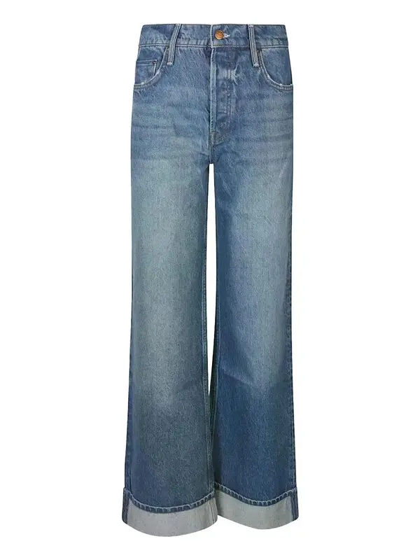 MOTHER Cuffed Denim Jeans - Blue