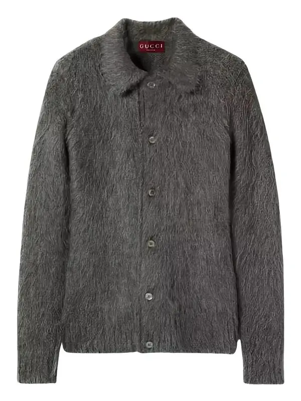 Gucci Collared Buttoned Cardigan - Grey