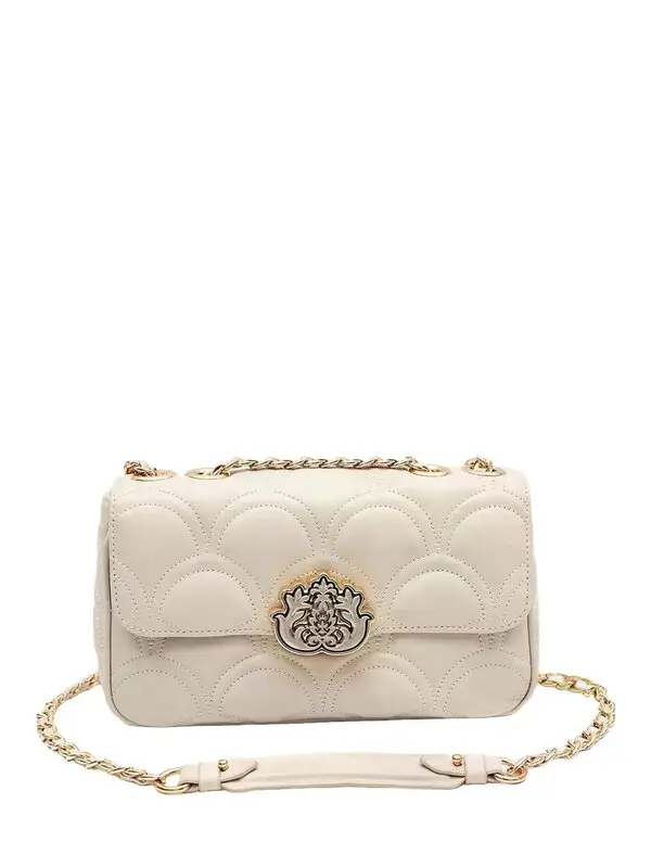 ISLA Quilted Appliqué Shoulder Bag - White