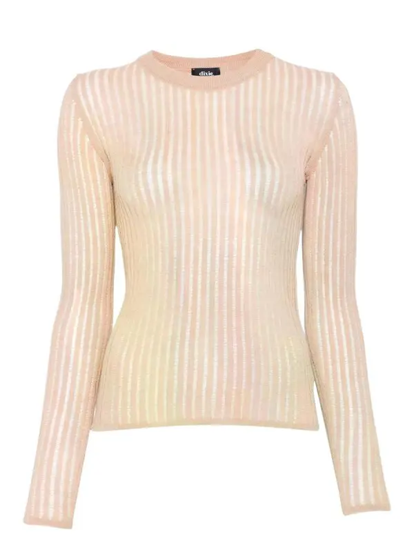 Dixie Open-knit Long Sleeve Sweater - Pink