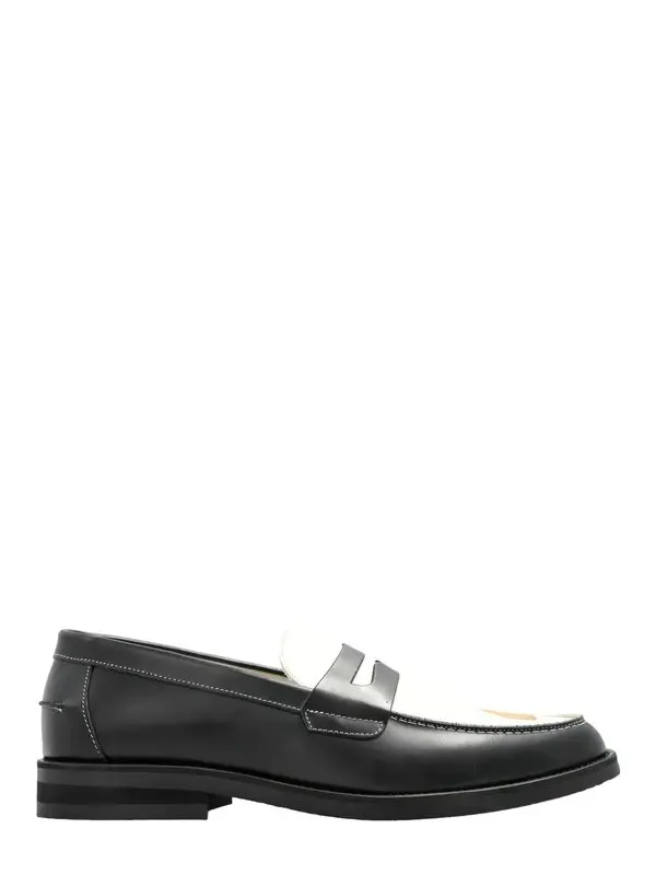 DUKE + DEXTER Printed Leather Loafers - Black