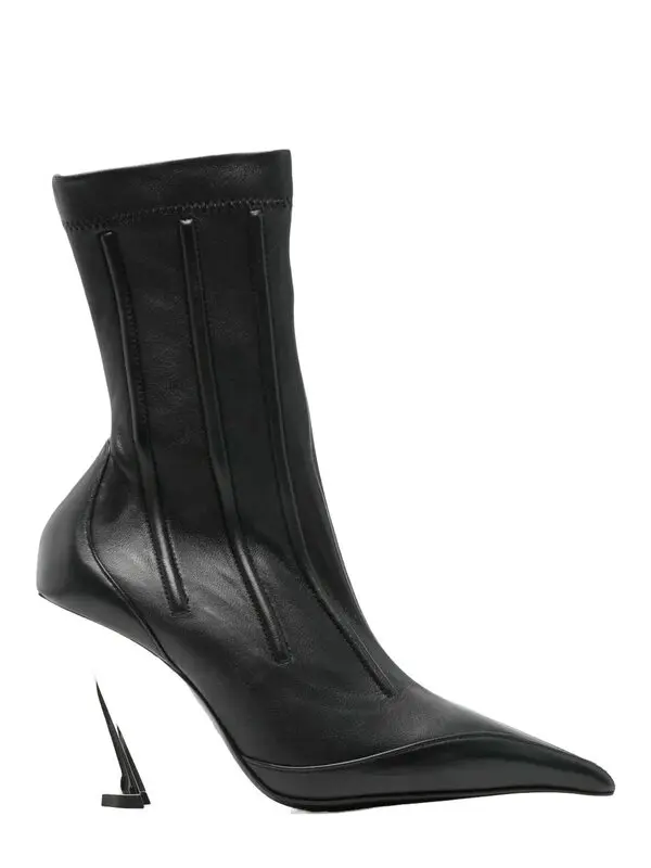 MUGLER 95mm Leather Ankle Boots - Black