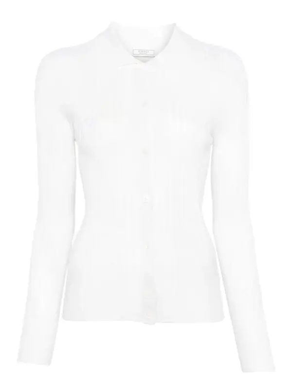 Peserico Ribbed Collared Top - White