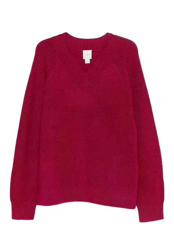 Calvin Klein V-neck Long Sleeve Sweater - Red