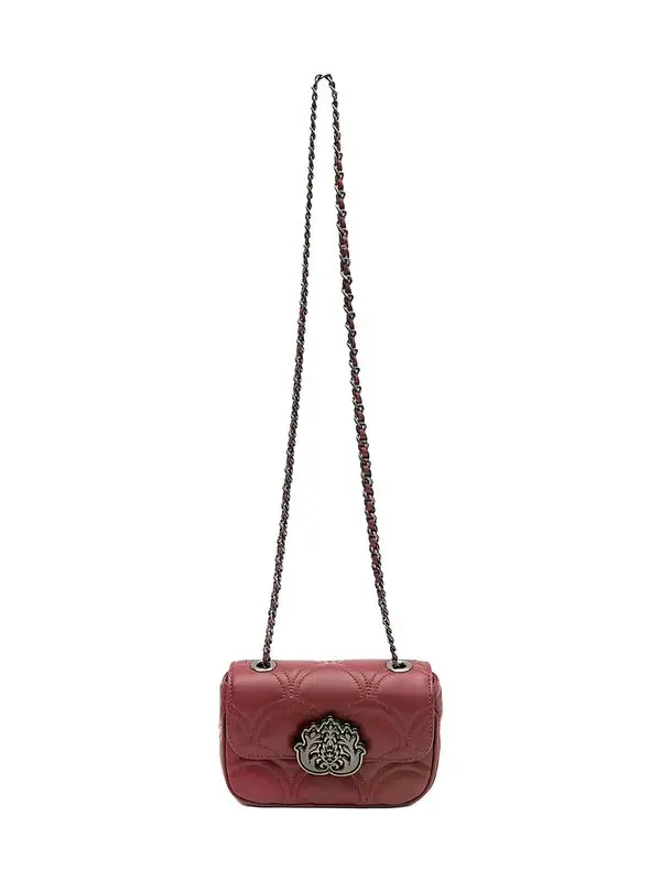 ISLA Sirena Quilted Emblem Chain Shoulder Bag - Red
