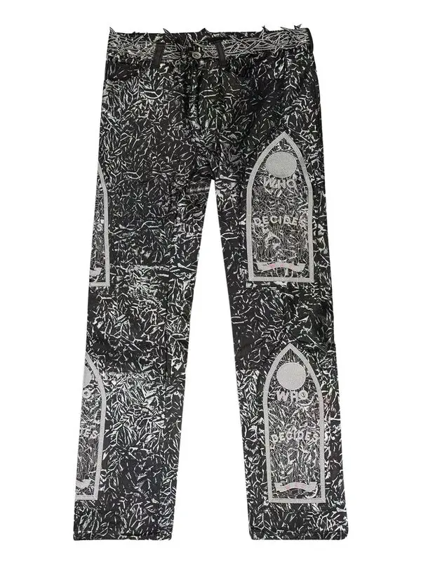 WHO DECIDES WAR BY EV BRAVADO Foil Leather Trousers - Black
