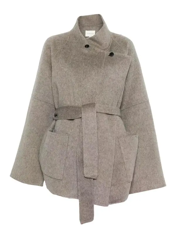 VIKTORIA CHAN Wool Belted Single-breasted Coat - Neutrals