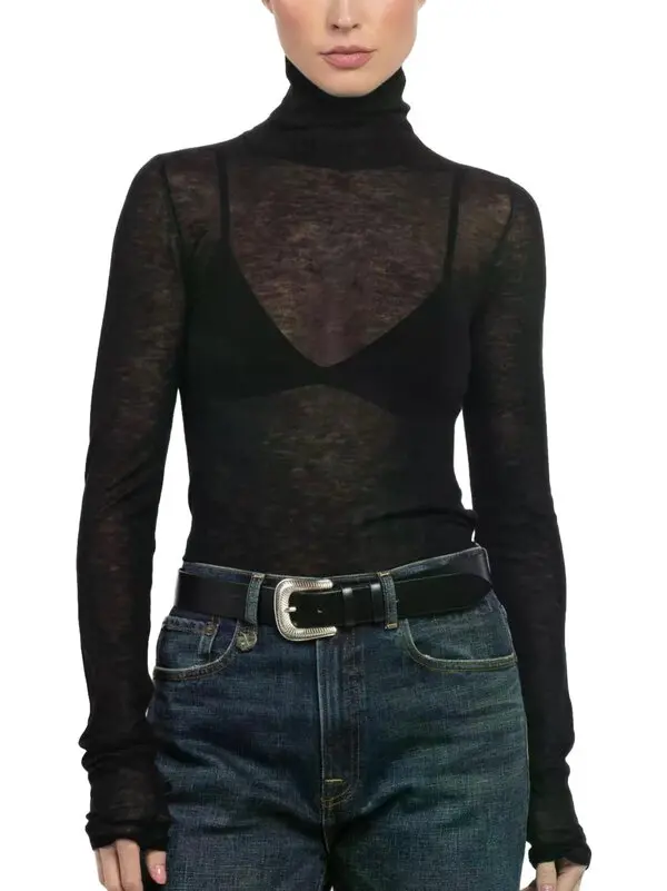 Sprwmn Long-sleeve Turtleneck Top - Black