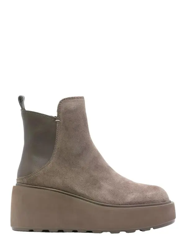 CAFÈNOIR 75mm Platform Leather Chelsea Boots - Brown