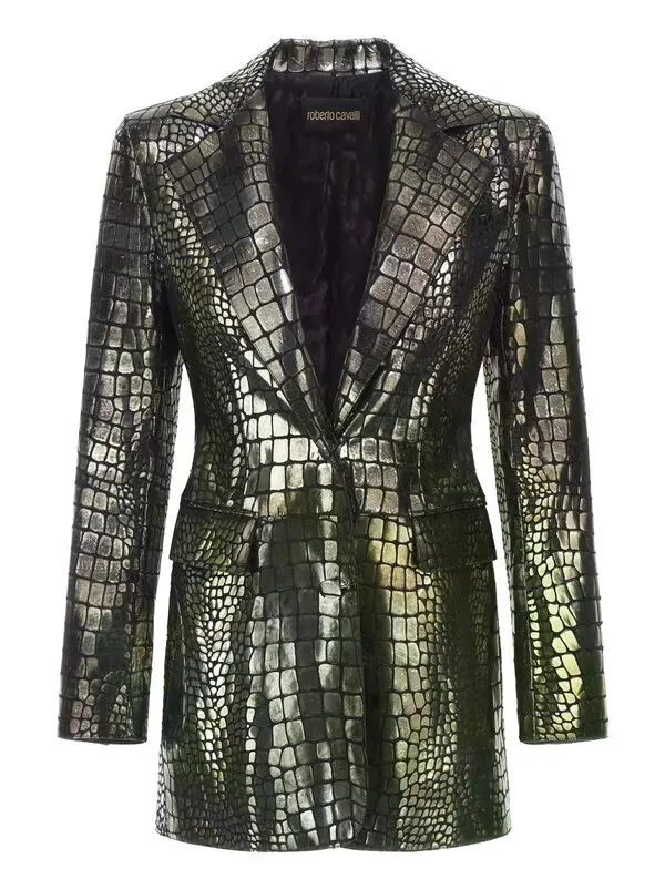 Roberto Cavalli Crocodile-effect Blazer - Grey