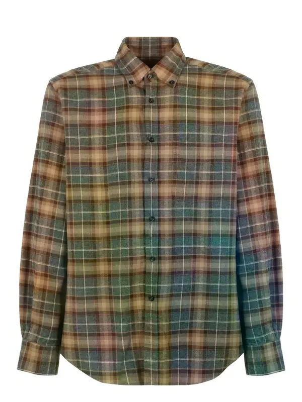 SLOWEAR Checked Long-sleeve Shirt - Brown