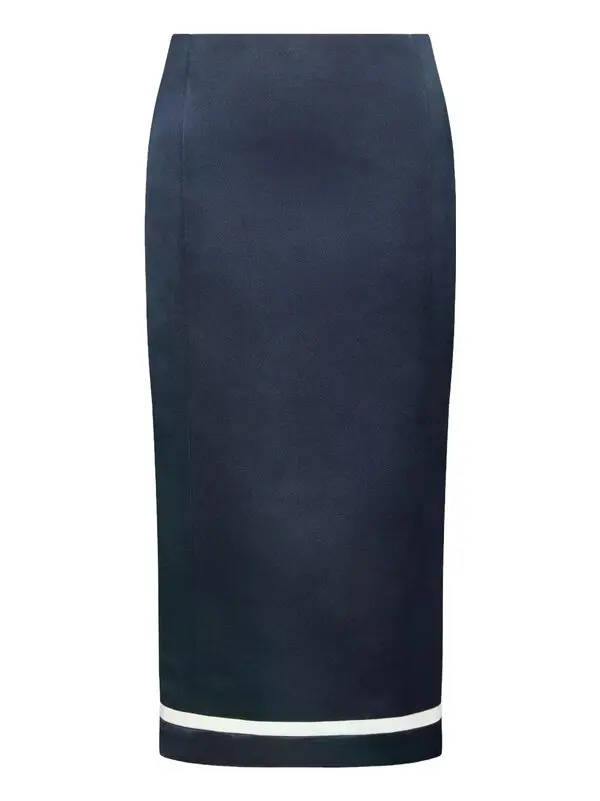 Thom Browne Solid Double Duchess Pencil Midi Skirt - Blue