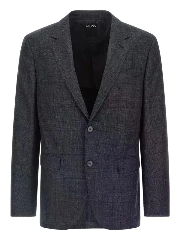 Zegna Prince Of Wales-check Suit - Grey